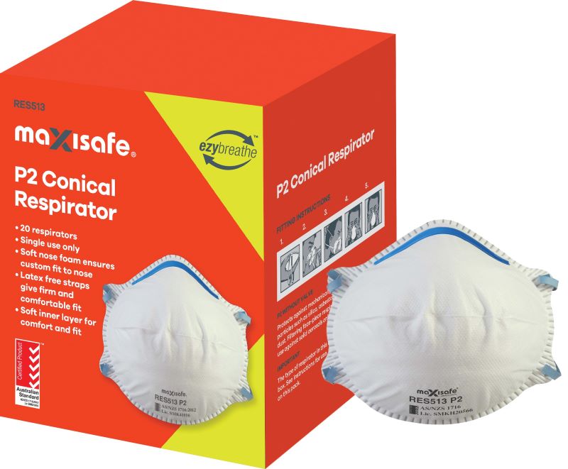 Maxisafe P2 Conical Respirator- 20 masks/pack – StrataGreen